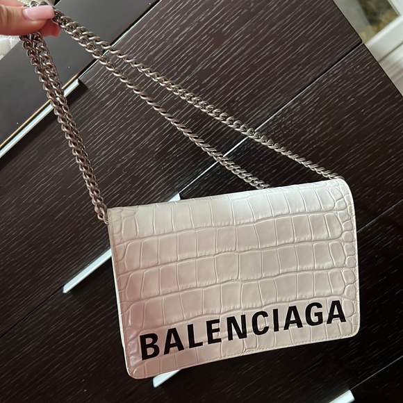 Balenciaga | Bags | Balenciaga Leather White Crocodile Bag | Poshmark
